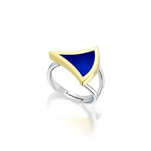 C|ND|N BY CANDAN BALTO Candan Balto Awakening Silver & Navy Blue Enamel Ring - Gold/silver