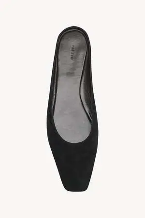 THE ROW June Mule In Goatskin Suede - Black