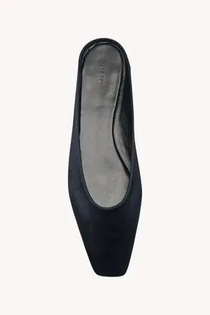 THE ROW June Mule In Goatskin Suede - Navy