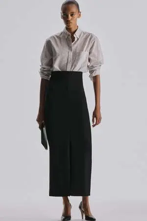 THE ROW Iphora Skirt Full Length Column Wool Skirt