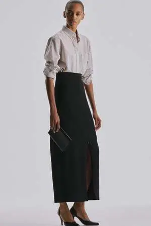 THE ROW Iphora Skirt Full Length Column Wool Skirt