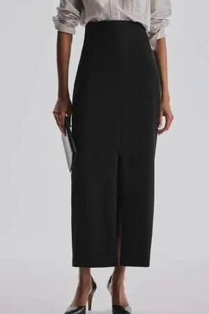 THE ROW Iphora Skirt Full Length Column Wool Skirt