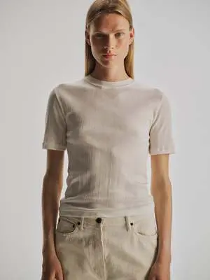 THE ROW Etina Short-sleeve Crewneck T-shirt - Ivory