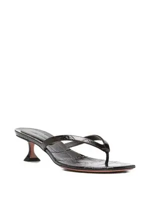 Amina Muaddi Juliette Crocodile-effect Leather Sandals - Brown