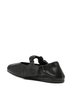 Miu Miu Ruched Leather Ballet Flats
