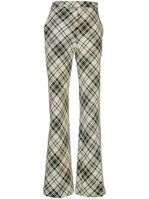 ELLERY Flared Plaid Wool Trousers - Black