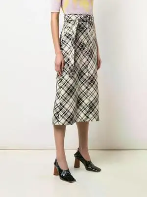 ELLERY Belted Check A-line Skirt