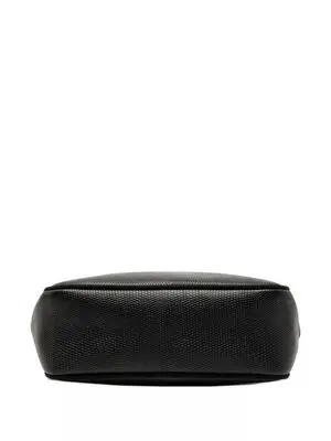 FERRAGAMO Lizard Embossed Leather Crossbody Bag - Black