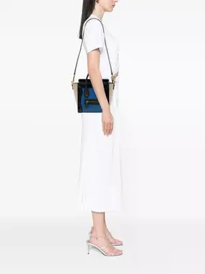 Celine Nano Tricolor Leather Luggage Tote Satchel - Black