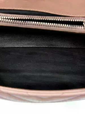 Saint Laurent Medium Chevron Sheepskin Monogram College Satchel - Brown