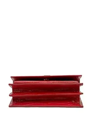 Saint Laurent Medium Croc Embossed Leather Monogram Sunset Crossbody Bag - Red
