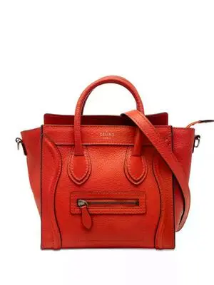 Celine Leather Luggage Tote Satchel - Orange