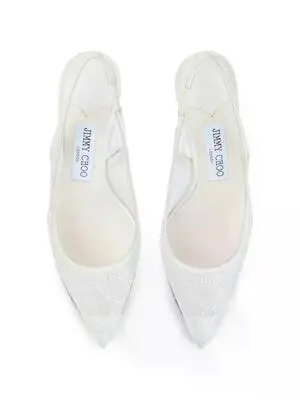 JIMMY CHOO Love Slingback 65 Ivory Glitter Pumps