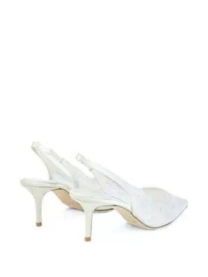 JIMMY CHOO Love Slingback 65 Ivory Glitter Pumps