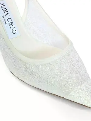 JIMMY CHOO Love Slingback 65 Ivory Glitter Pumps