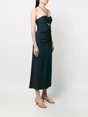 SELF-PORTRAIT Halterneck Ruched Maxi Dress