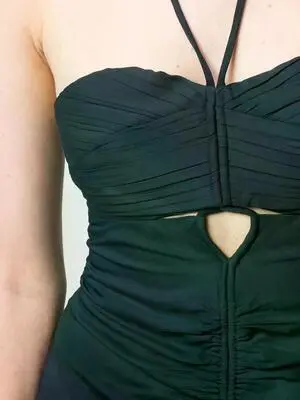 SELF-PORTRAIT Halterneck Ruched Maxi Dress