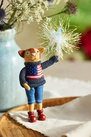 TERRAIN Felt Critter With Americana Sweater And Sparkler