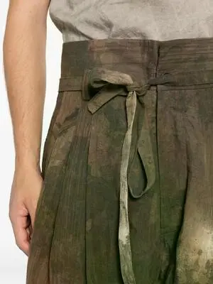 ZIGGY CHEN Belted Abstract-print Shorts