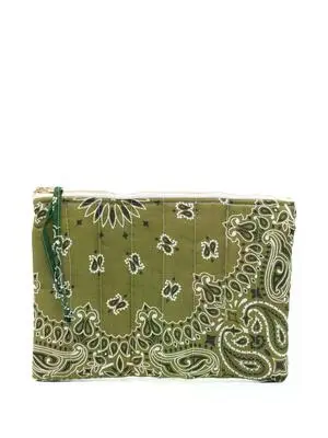 CALL IT BY YOUR NAME Quilted Paisley-print Clutch - Green
