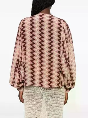 Valentino Garavani 1980s Zigzag-print V-neck Blouse
