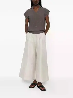 PANICALE Sequin Embellished V-neck T-shirt