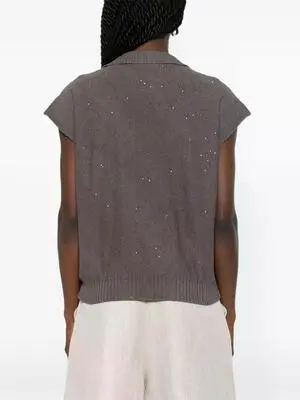 PANICALE Sequin Embellished V-neck T-shirt