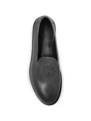 Giorgio Armani Logo-embroidered Leather Loafers