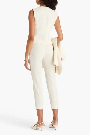 Theory Treeca Cropped Textured Crepe Slim-leg Pants