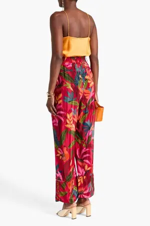 Farm Rio Printed Crepe De Chine Wide-leg Pants