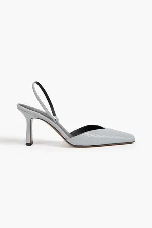 NEOUS Dilmun Suede-trimmed Leather Slingback Pumps