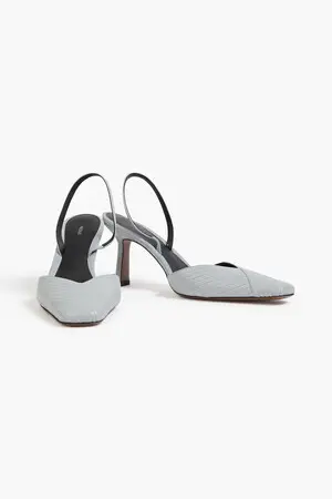 NEOUS Dilmun Suede-trimmed Leather Slingback Pumps