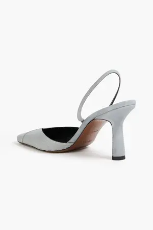 NEOUS Dilmun Suede-trimmed Leather Slingback Pumps