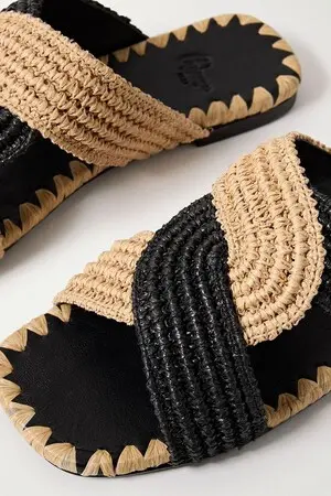 CastaÑer Prado Raffia Slides - Sand