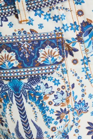 Farm Rio Belted Printed Cotton-twill Shorts