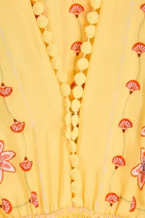 Farm Rio Ruffled Floral-print Cotton-blend Blouse
