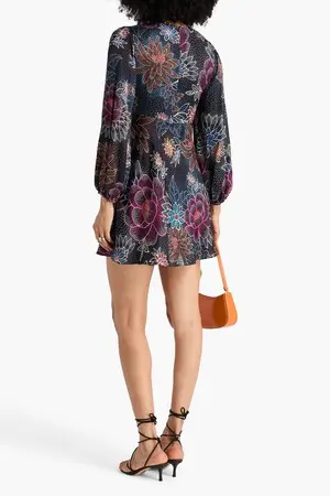 Farm Rio Cutout Floral-print Crepe Mini Dress