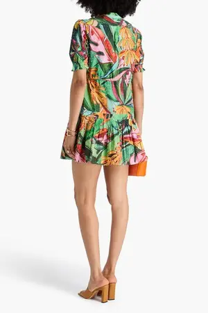 Farm Rio Printed Swissdot Cotton Mini Dress