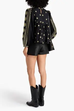 Farm Rio Embellished Cotton Blouse