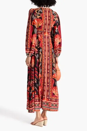 Farm Rio Printed Crepe Maxi Dress