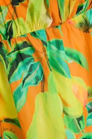 Farm Rio Pleated Printed Cotton Top