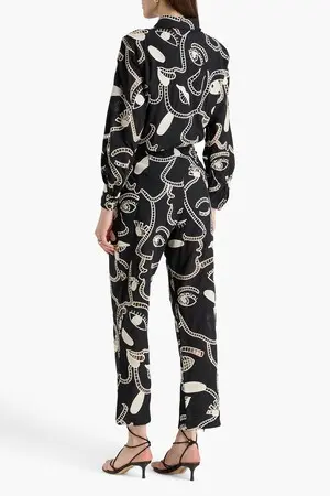 Farm Rio Embroidered Cotton Poplin Straight Leg Pants