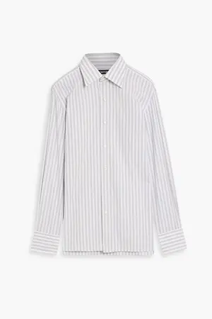 TOM FORD Striped Cottonpoplin Shirt - Gray