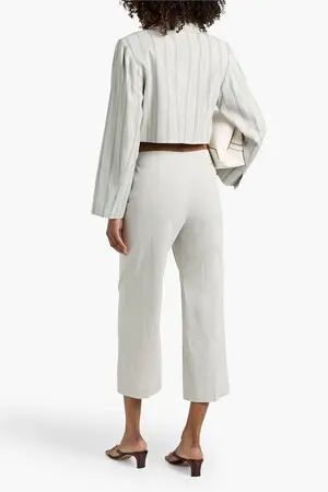 Theory Terena Linen-blend Straight-leg Cropped Pants - Stone