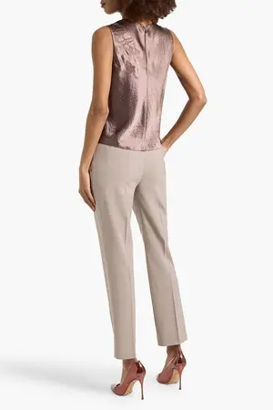Vince Floral Appliquéd Crinkled Satin Top