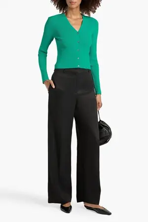 Theory Cropped Ribbed Knit Cardigan