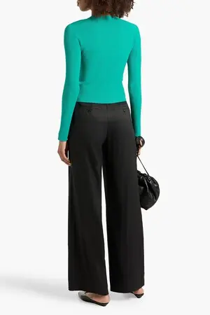 Theory Cropped Ribbed Knit Cardigan