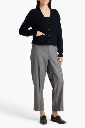 Vince Cropped Flannel Tapered Pants - Gray