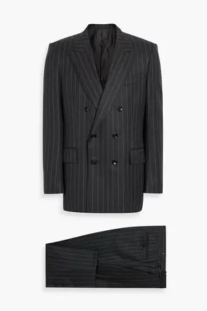 TOM FORD Doublebreasted Pinstriped Cupro And Silkblend Twill Suit - Charcoal