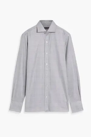 TOM FORD Prince Of Wales Checked Cottonpoplin Shirt - Gray